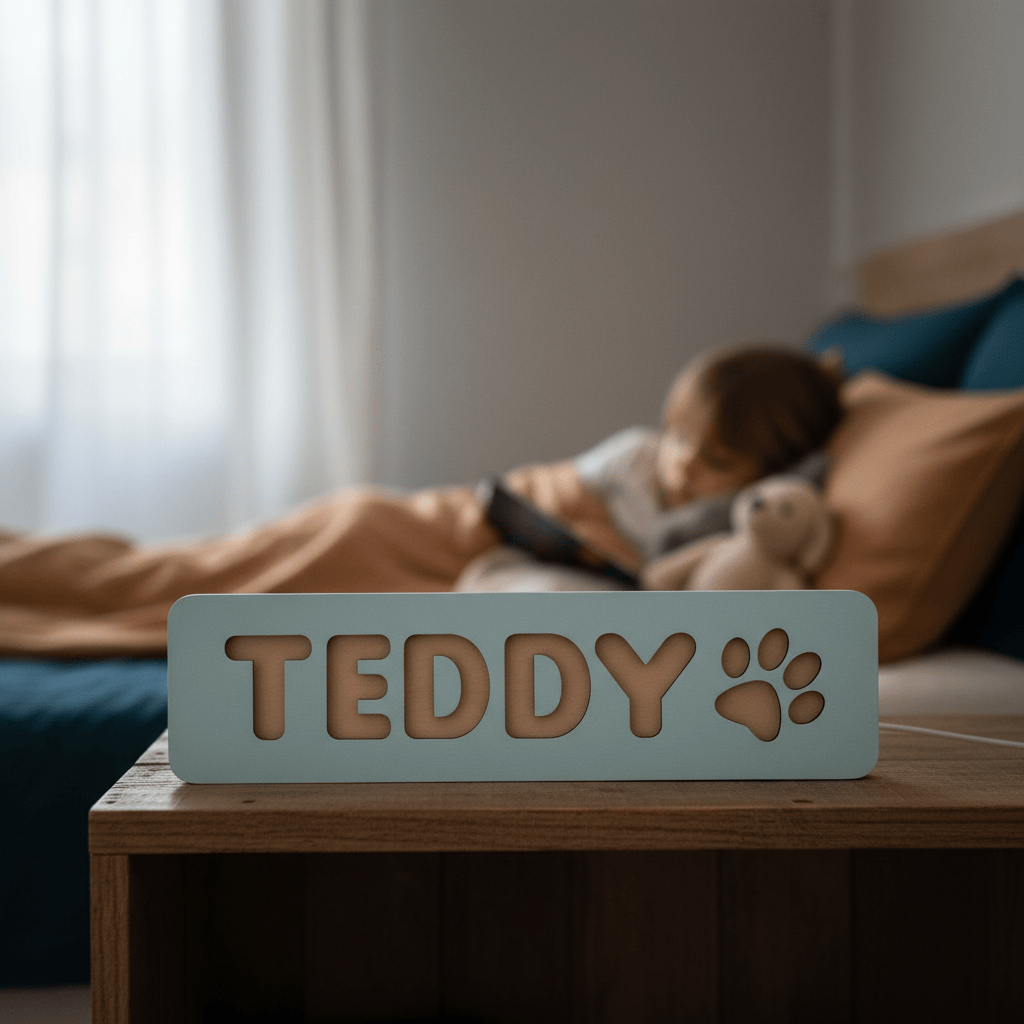 Lampe Personnalisée Bois Nom et Motif Gravé pour Chambre d'Enfant