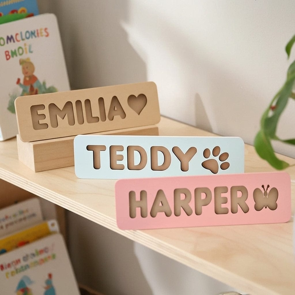 Lampe Personnalisée Bois Nom et Motif Gravé pour Chambre d'Enfant