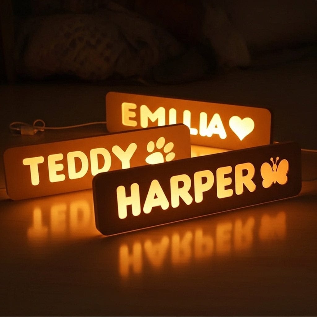 Lampe Personnalisée Bois Nom et Motif Gravé pour Chambre d'Enfant